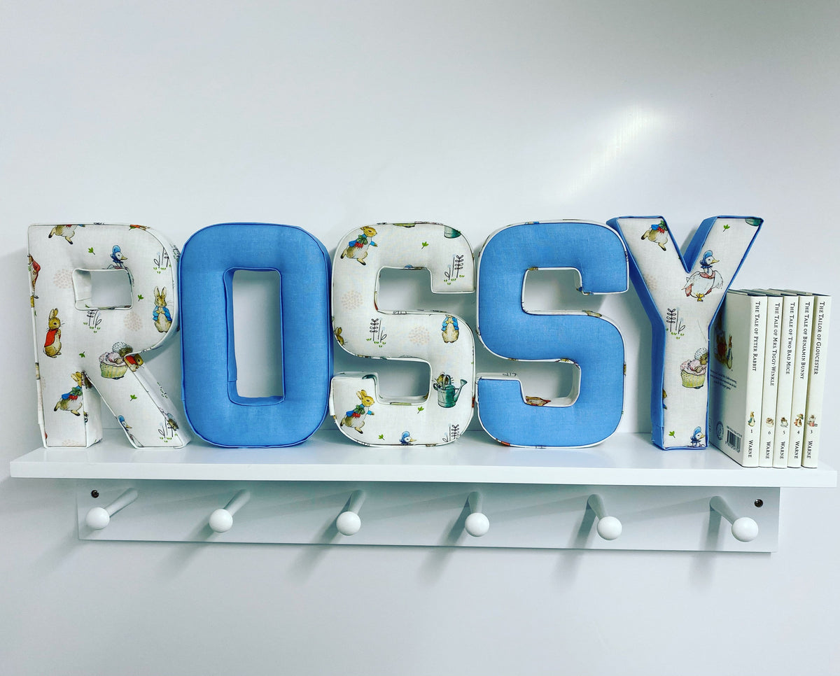 Personalised Beatrix Potter name wall art fabric letters – Buttons and ...